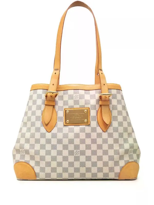 LOUIS VUITTON 2012 Damier Azur Hampstead Mm Tote Bag - White