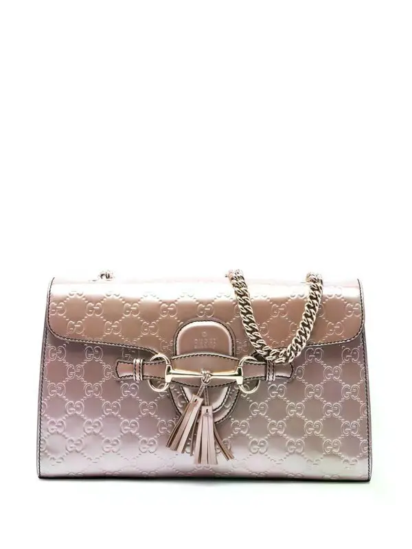 Gucci 2016-2026 Medium Guccissima Patent Emily Shoulder Bag - Pink
