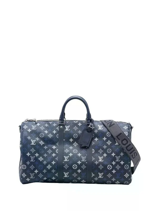 LOUIS VUITTON 2021-2026 Monogram Shadow Keepall Bandouliere 50 Travel Bag - Blue