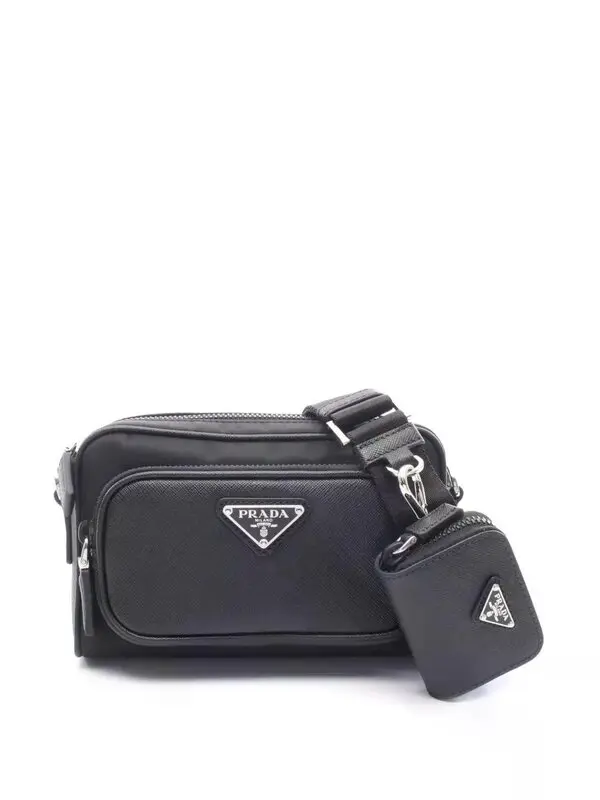 Prada 2013-2026 Tessuto And Saffiano Crossbody Bag - Black