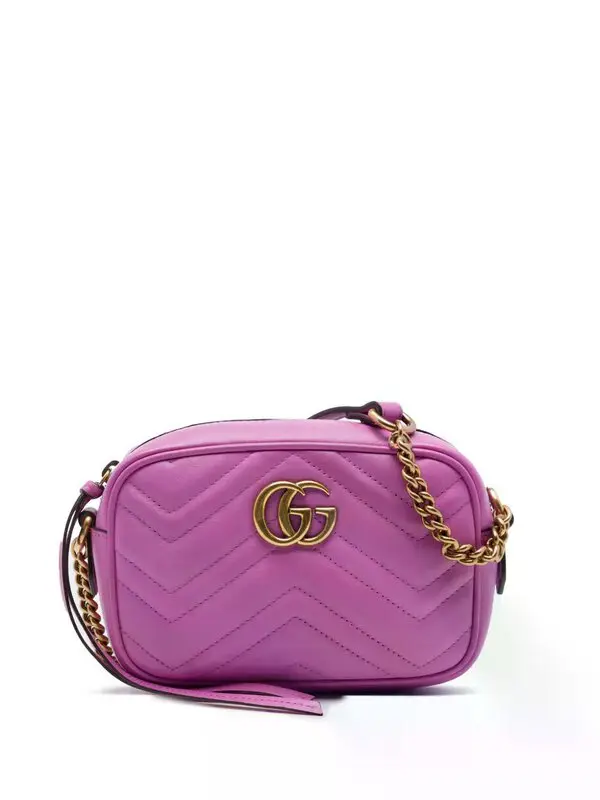 Gucci 2016-2026 Mini Gg Marmont Matelasse Calfskin Crossbody Bag - Pink