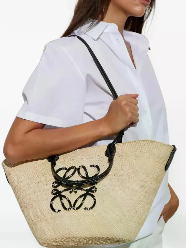Loewe Medium Anagram Woven Tote Bag - Neutrals