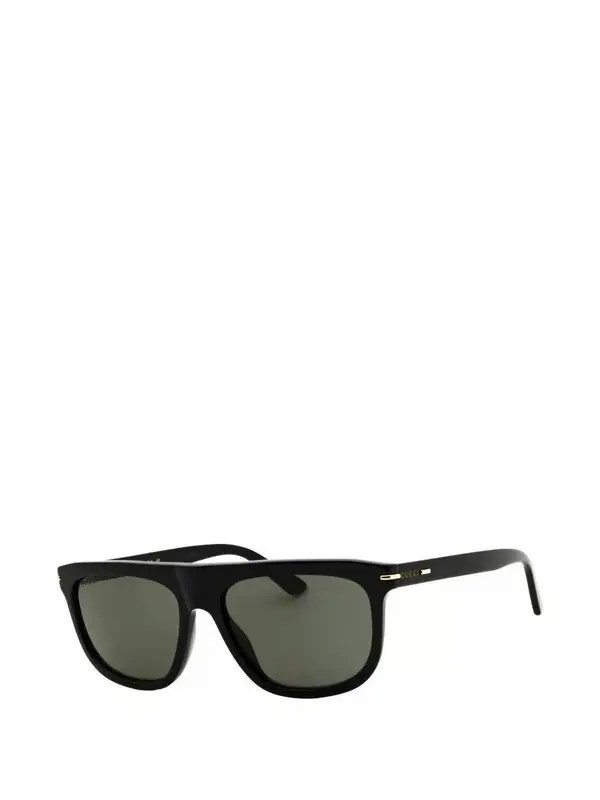 Gucci Rectangle Frame Sunglasses With Gold-tone Hardware - Black