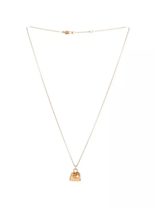 Hermès Birkin Amulette Pendant 18k Rose Gold With Diamond Necklace - Pink
