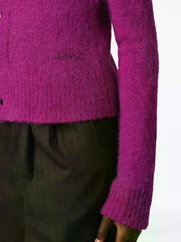 AMI Paris Wool And Alpaca Cardigan With Embroidery