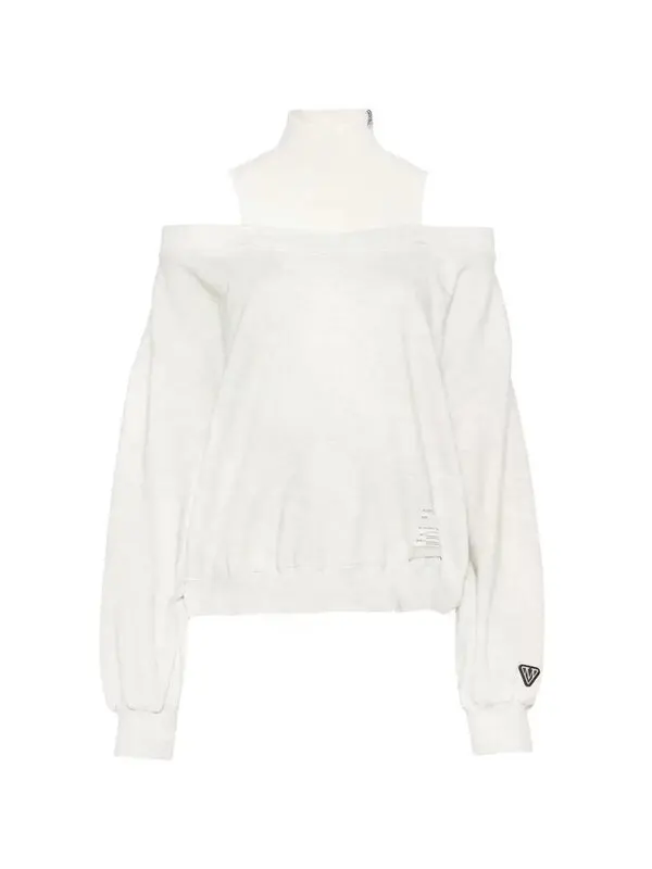 Mihara Yasuhiro Cold-shoulder Layered-effect Sweater - Grey