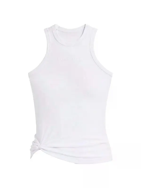 Balenciaga Logo-embroidered Knotted Tank Top - White