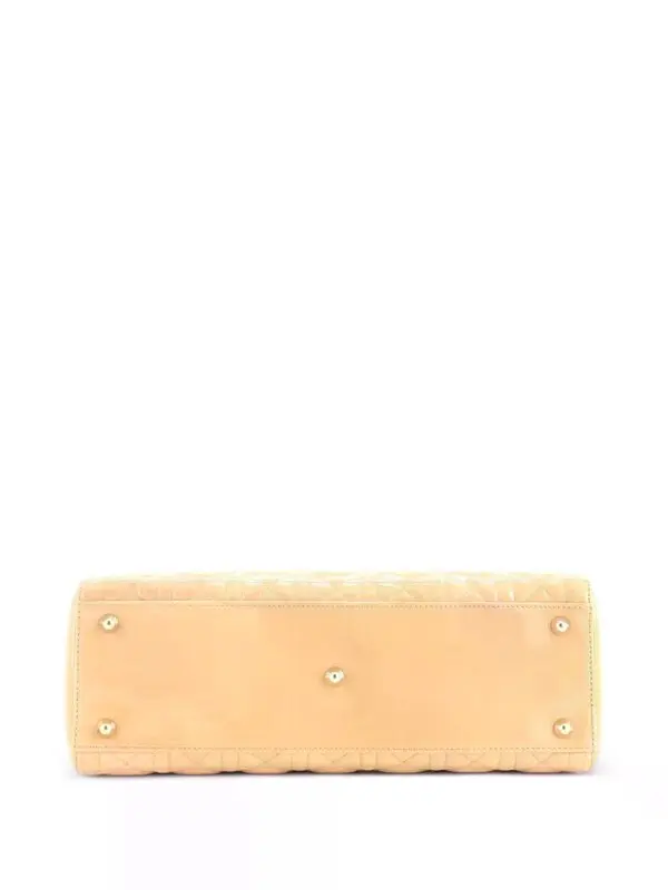 Dior Lady Bag Cannage Quilt Patent Satchel - Neutrals