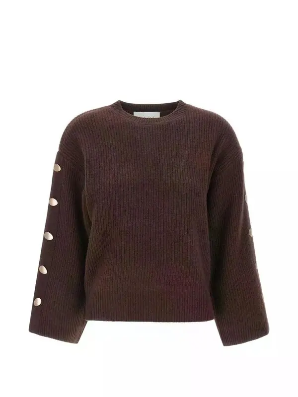 KAOS Ribbed-knit Button-sleeve Sweater - Brown