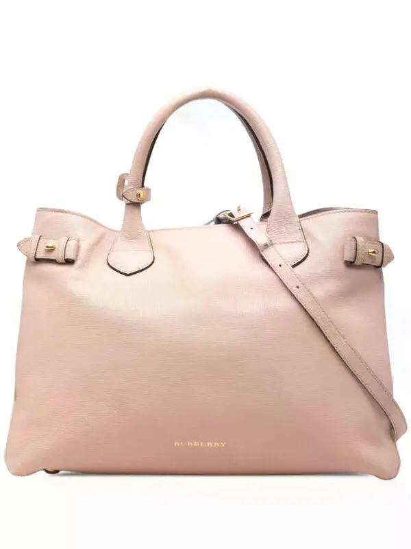 Burberry 2016 Medium Leather And House Check Banner Satchel - Pink