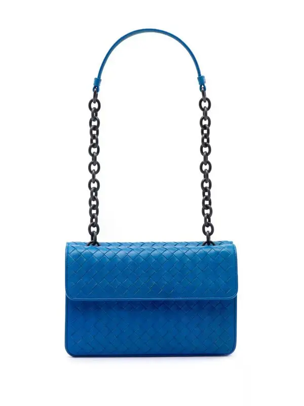 Bottega Veneta 2012-2026 Nappa Intrecciato Double Sided Flap Shoulder Bag - Blue