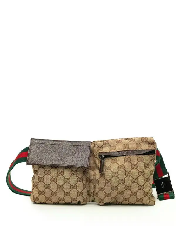 Gucci 2000-2015 Gg Canvas Web Double Pocket Belt Bag - Neutrals