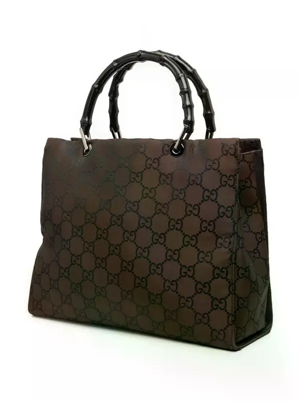 Gucci 1998-2002 Gg Nylon Bamboo Handbag