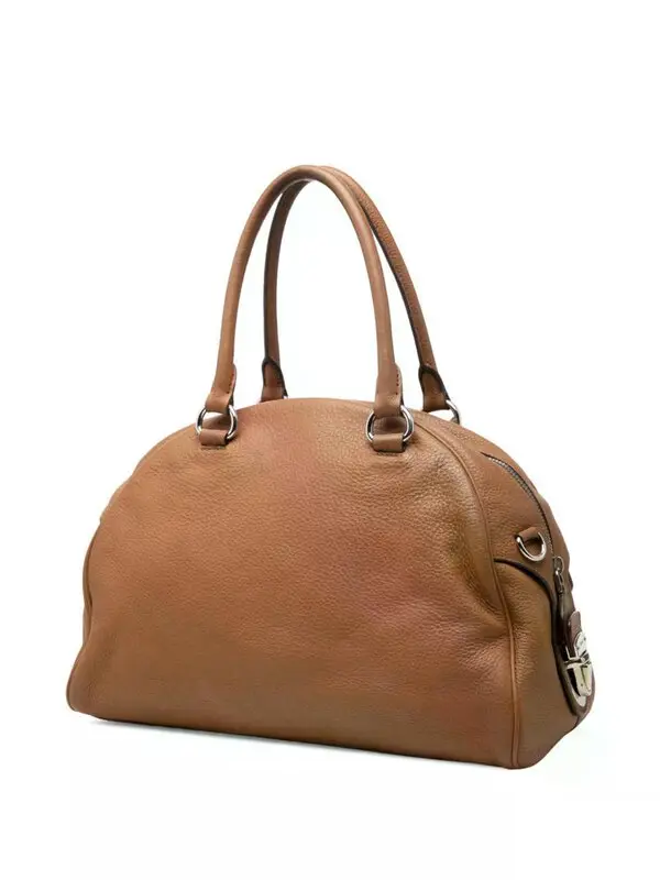 Prada 2010-2017 Vitello Daino Dome Convertible Bowling Bag Satchel
