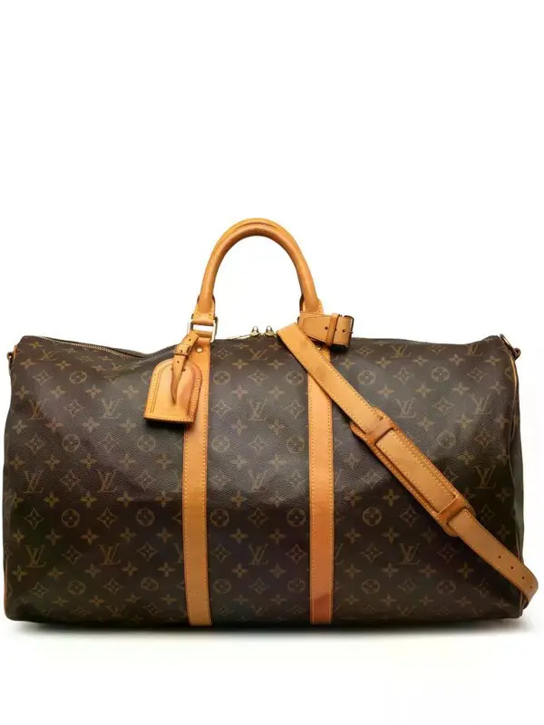 LOUIS VUITTON 2005 Monogram Keepall Bandouliere 55 Travel Bag - Brown