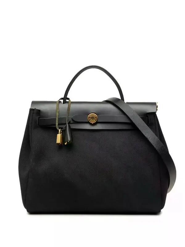 Hermès 2022 Military Toile And Vache Hunter Herbag Zip 31 Satchel - Black
