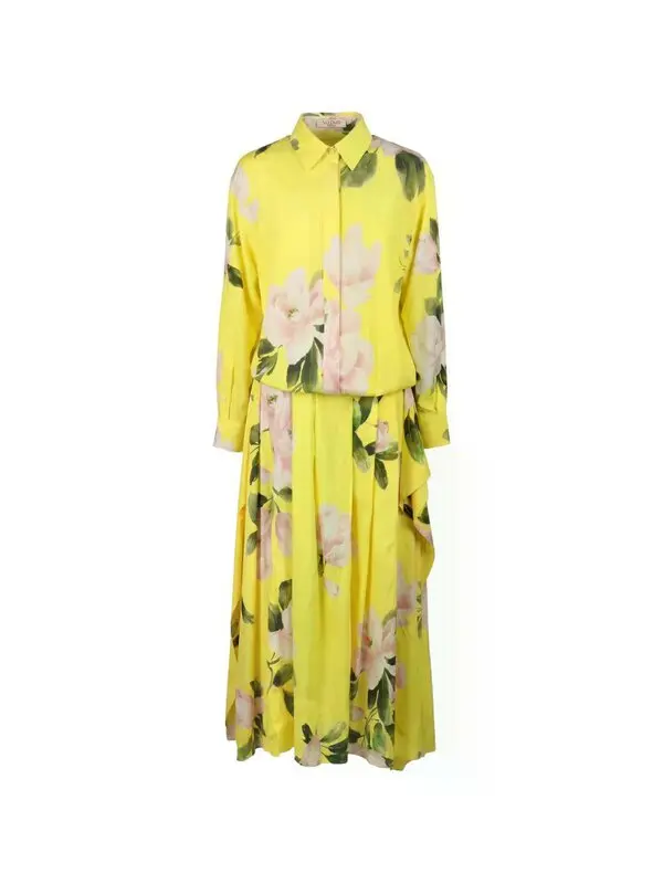 Valentino Garavani Floral-print Silk Dress - Yellow