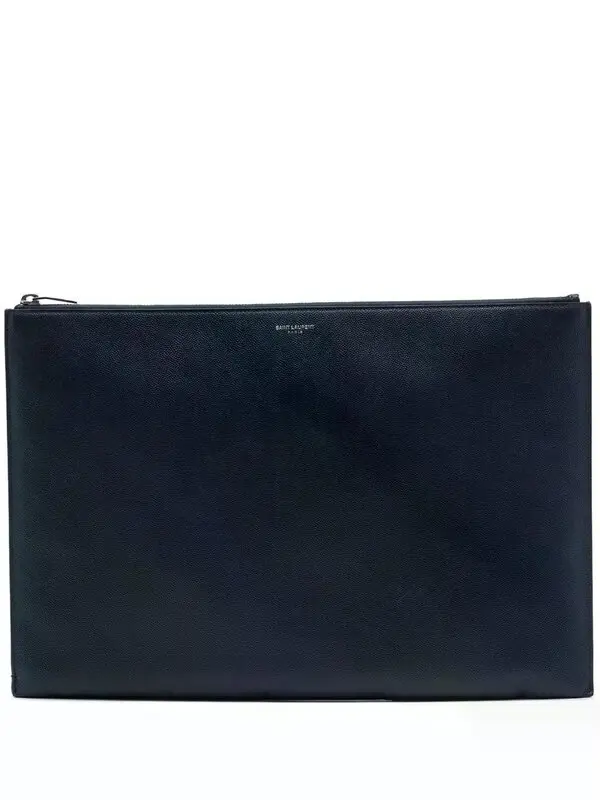 Saint Laurent 2015 Grain De Poudre Zipped Tablet Holder Clutch Bag - Blue