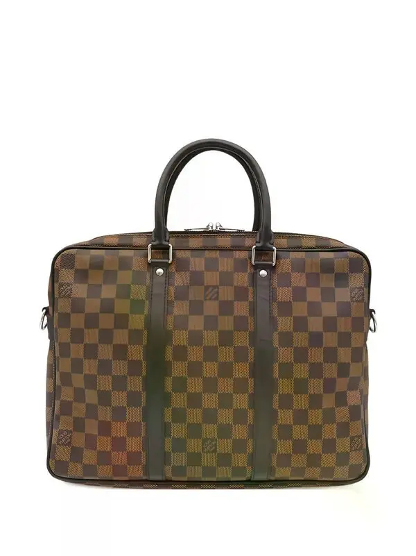 LOUIS VUITTON 2015 Damier Ebene Porte Documents Voyage Pm Business Bag - Brown