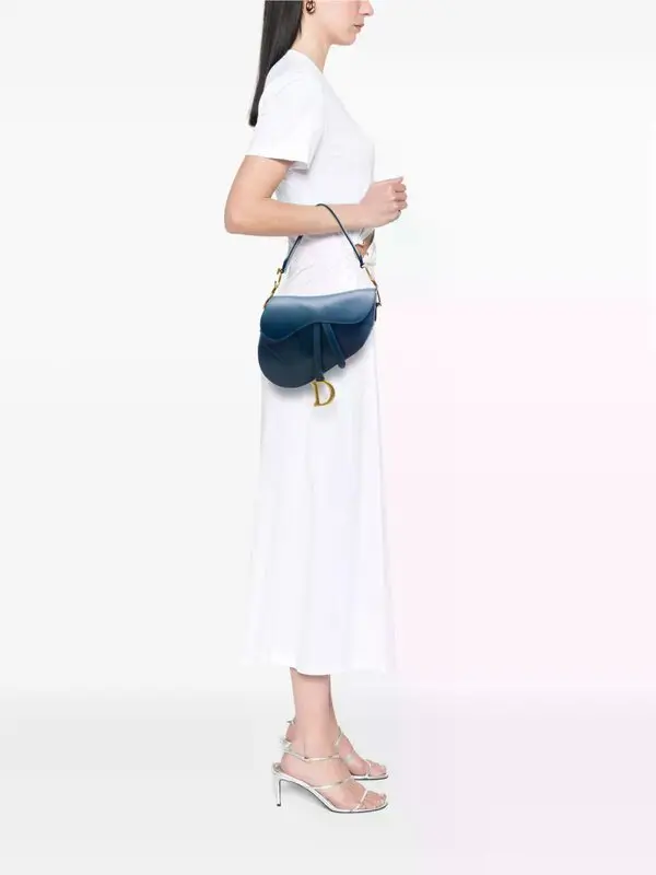 Dior 2021 Gradient Calfskin Saddle Bag Shoulder Bag - Blue