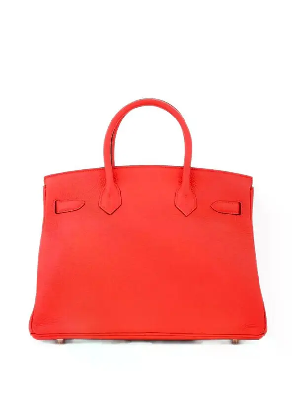 Hermès Birkin Handbag Rouge Tomate Clemence With Gold Hardware 30 Satchel