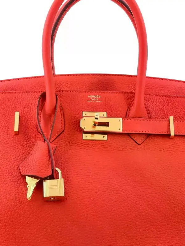Hermès Birkin Handbag Rouge Tomate Clemence With Gold Hardware 30 Satchel