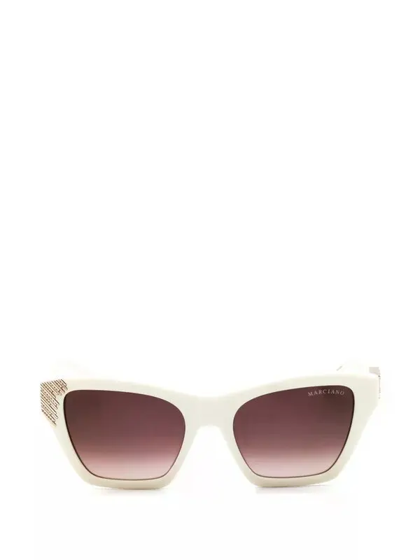 MARCIANO Embellished Rectangle-frame Sunglasses - White