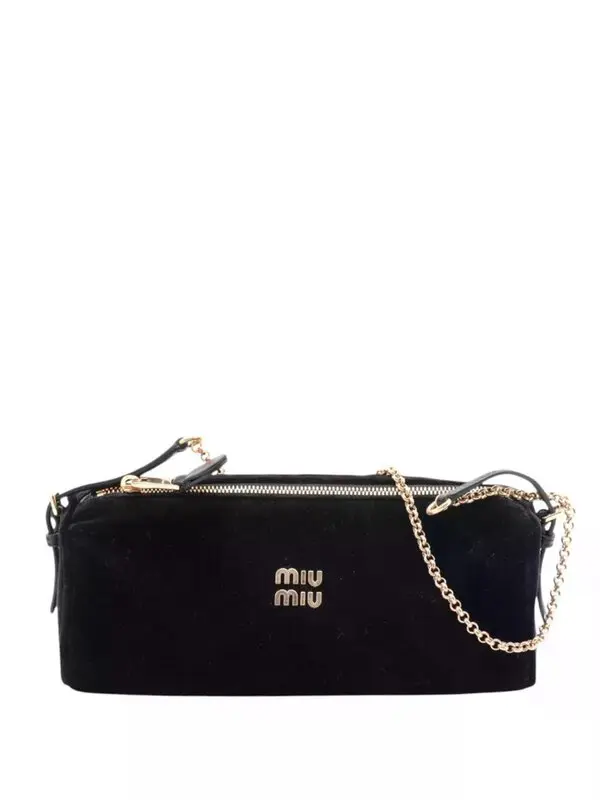 Miu Miu 2015-2026 Velvet Chain Shoulder Bag - Black