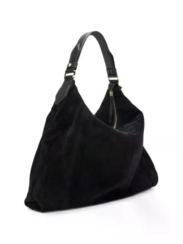 JIMMY CHOO Ana Suede Shoulder Bag - Black