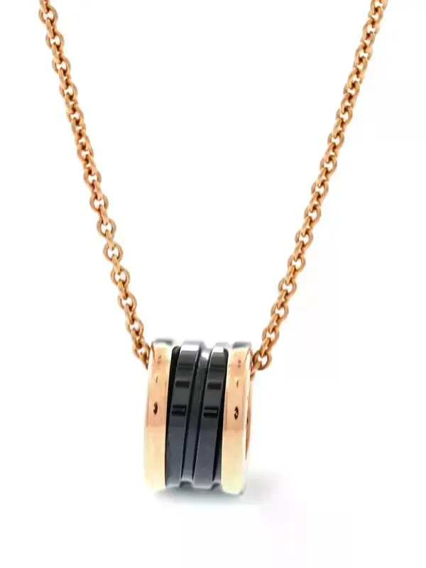 BVLGARI B.zero1 Pendant 18k Rose Gold And Ceramic Necklace - Pink