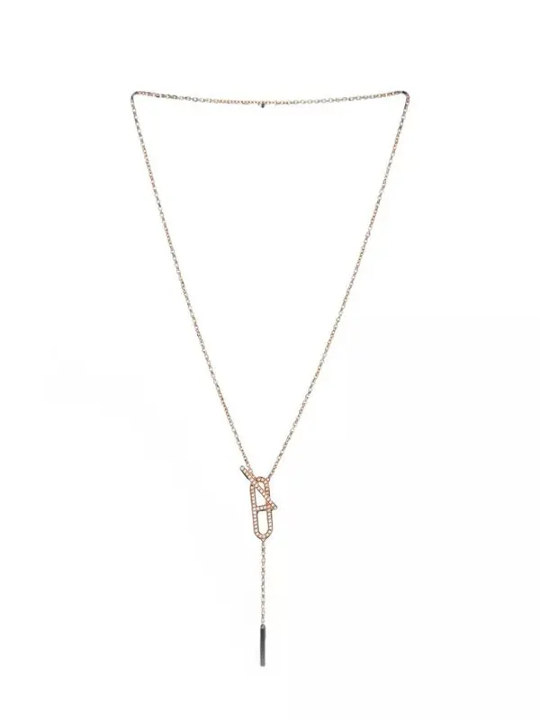 Hermès Ever Chaine D'ancre Lariat 18k Rose Gold With Diamonds Small Necklace - Pink