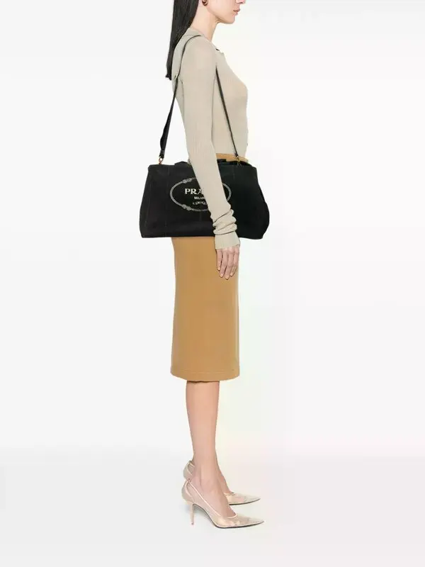 Prada 2013-2026 Large Canvas Canapa Logo Tote Satchel