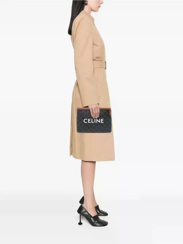 Celine 2019 Small Triomphe Coated Canvas Clutch Bag