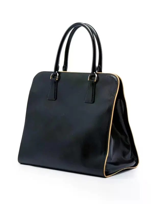 Prada 2010-2026 Saffiano Vernice Open Pyramid Convertible Tote Satchel