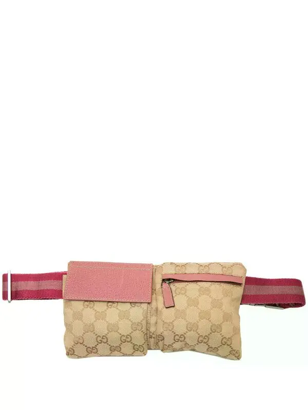 Gucci 2000-2015 Gg Canvas Web Double Pocket Belt Bag - Neutrals