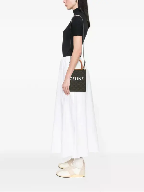 Celine 2022 Mini Triomphe Coated Canvas Vertical Cabas Satchel