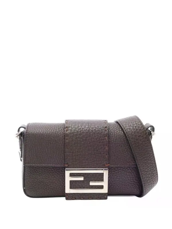 Fendi 2010-2026 Selleria Calfskin Convertible Baguette Crossbody Bag - Brown