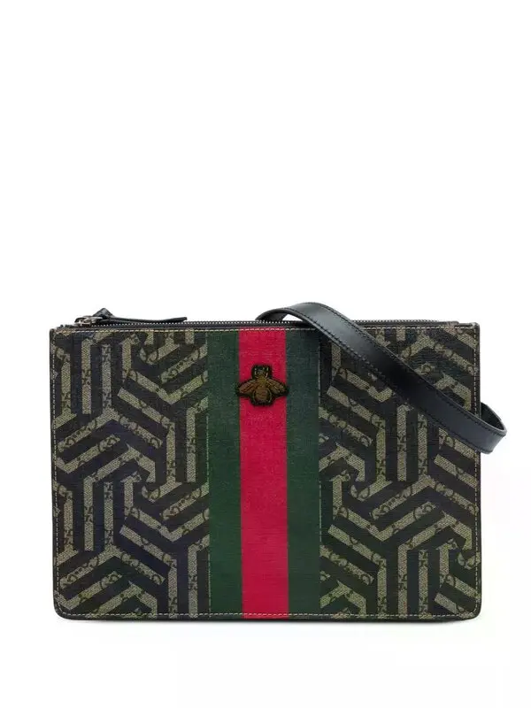 Gucci 2016-2026 Gg Supreme Caleido Web Bee Crossbody Bag - Neutrals