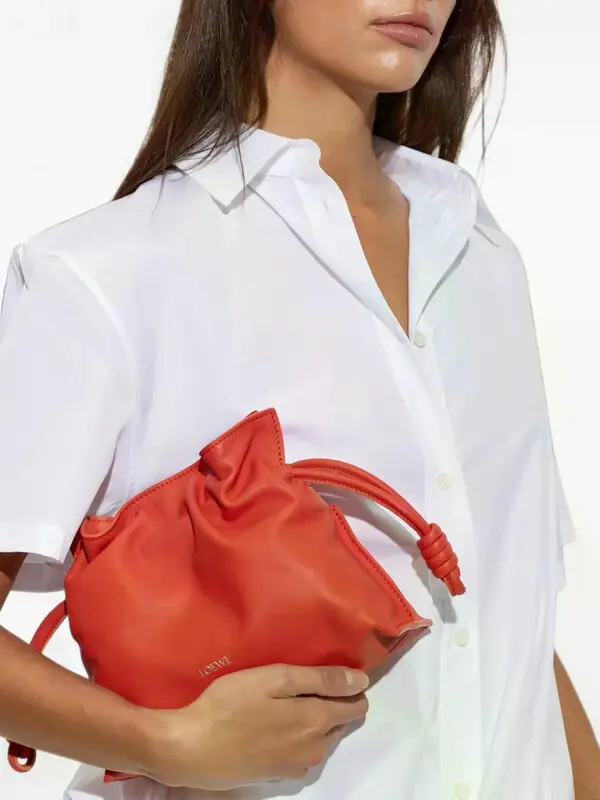 Loewe Mini Flamenco Leather Clutch Bag - Orange