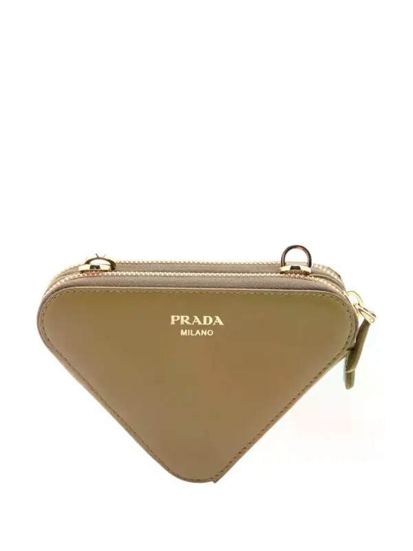 Prada 2010-2026 Raffia Crochet Logo Embroidered Triangle Pouch Satchel