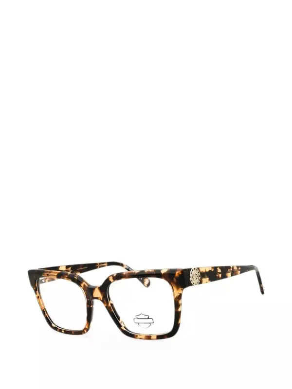 HARLEY-DAVIDSON Tortoiseshell-effect Rectangle Full Rim Eyeglasses