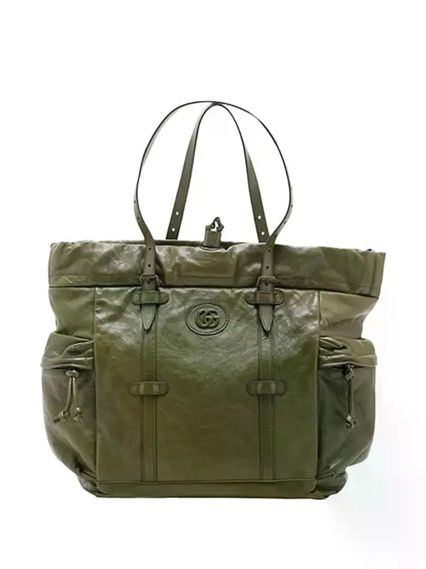Gucci 2016-2026 Tonal Double G Drawstring Tote Bag - Green