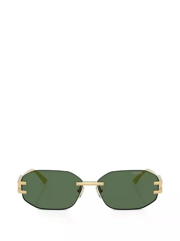 Versace Damier-plaque Sunglasses - Gold