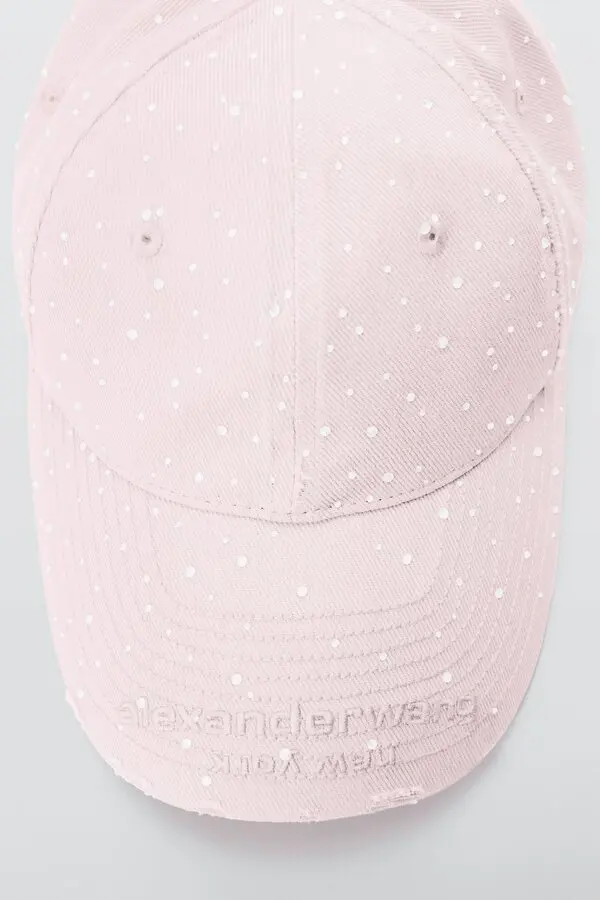 Alexander Wang Crystal Hotfix Distresed Baseball Cap