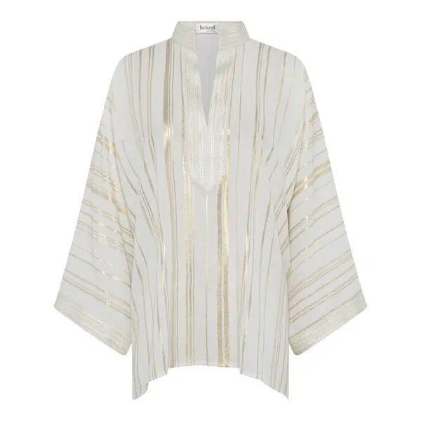 BELYED HANDCRAFT Samar Crepe Mandarin Collar Tunic