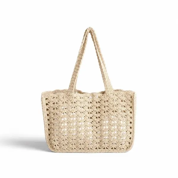 SPRINGMOONATELIER Neutrals Luxury Handmade Raffia Oversized Bag – Large Crochet Shoulder And Beach Bag