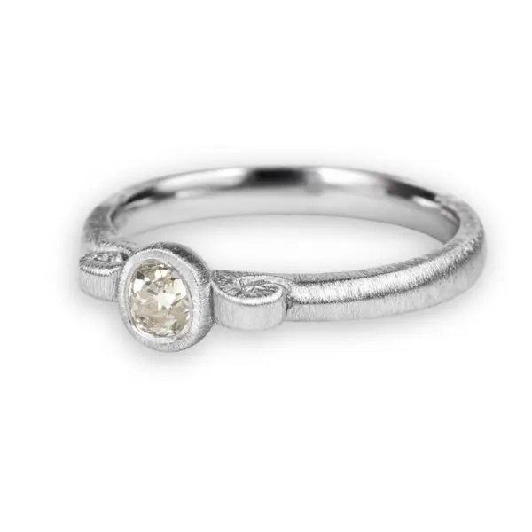ADRIAN ASHLEY Old Cut Diamond Ring Featuring A Natural Diamond Reclaimed From Vintage Jewellery - Silver