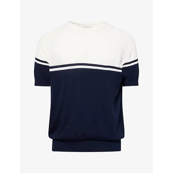 RAITH Riera Colour-block Knitted Top - Navy/ecru
