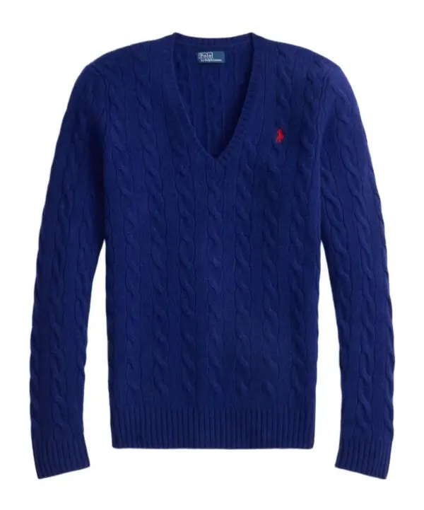 Polo Ralph Lauren Kimberly Cable-knit V-neck Sweater - Dark Blue