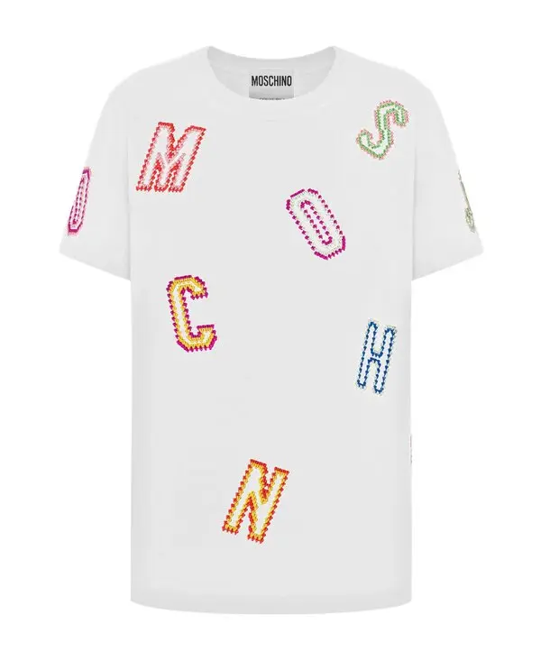 Moschino Embroidered Cotton T-shirt - White